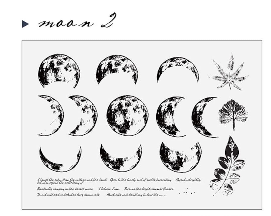 Cling Rubber Stamp Set--moon Rubber Stamp Set--bullet Journal Stamp ...