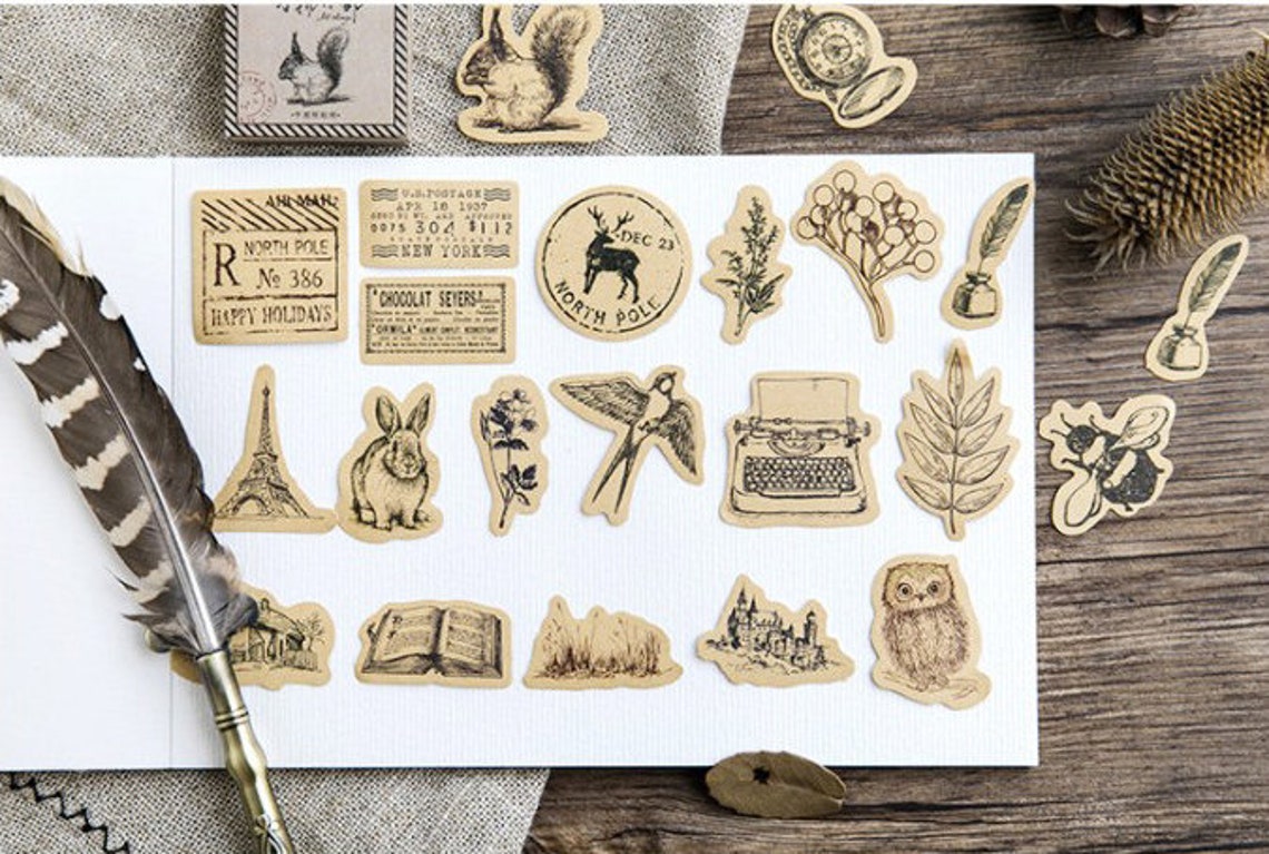 46pcs Vintage Animal Scrapbook Sticker filofax - Etsy