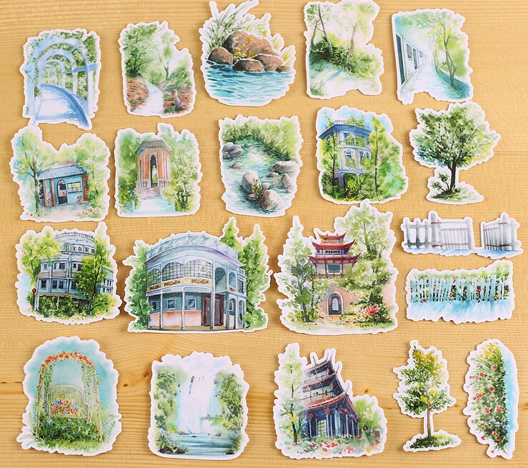 20pcs Scrapbook Stickers --filofax Stickers--planner Stickers--scenery ...