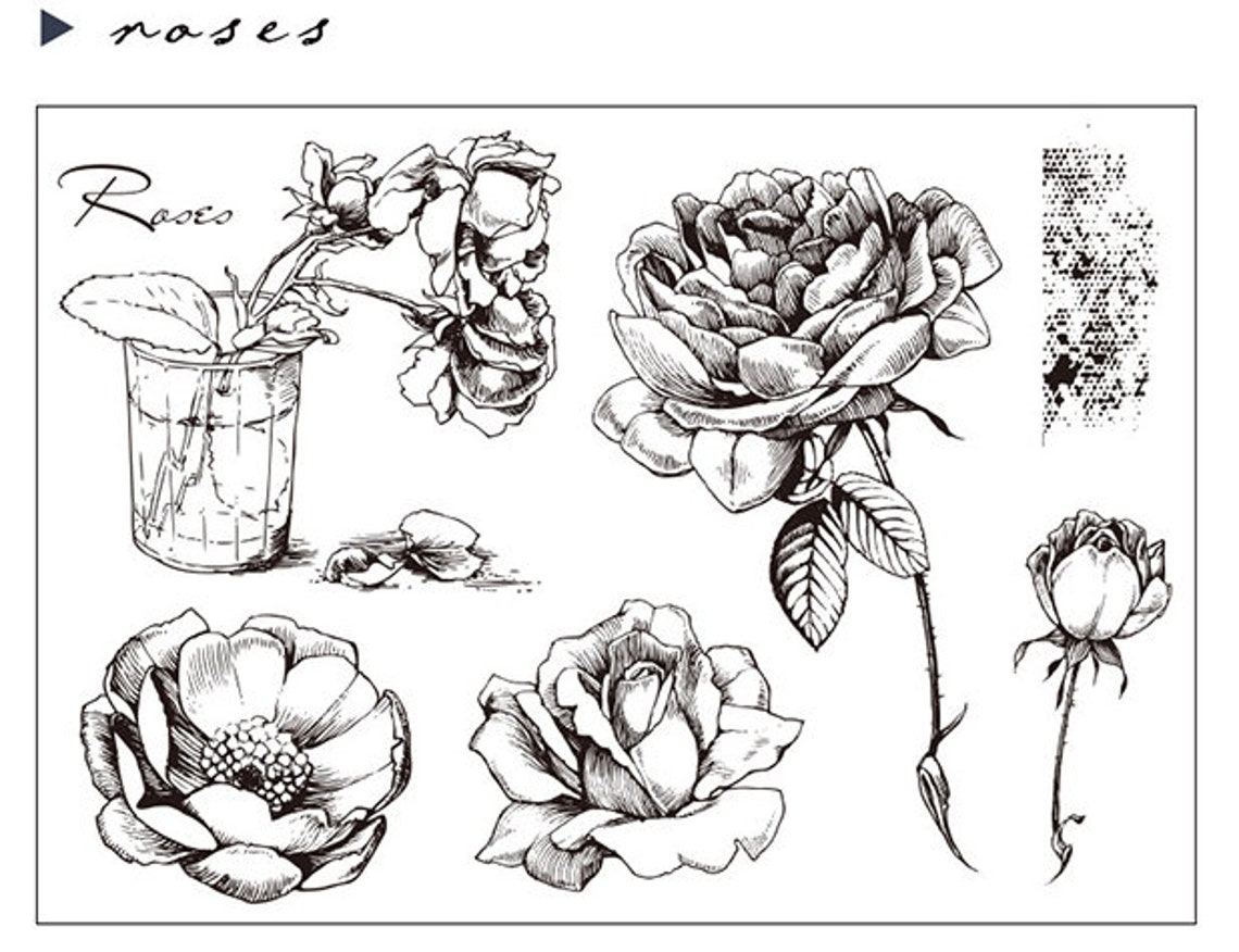 Rose Clear Stamps Setbullet Journal Stamp 11 X 16cm Stamp | Etsy