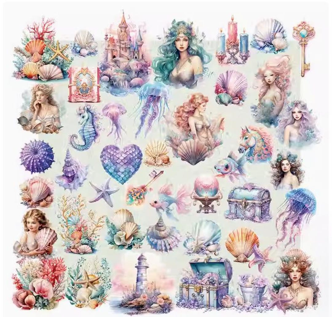 42pcs Mermaid Sticker parchment Texture Stickerfilofax Stickersplanner ...