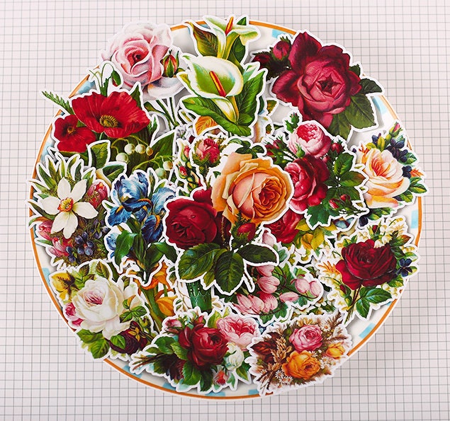 36pcs Victoria Rose Vintage Flower Scrapbook Sticker filofax | Etsy