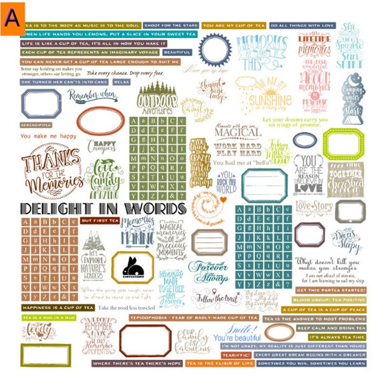 93pcs or 140pcs English Words Sticker parchment Texture - Etsy