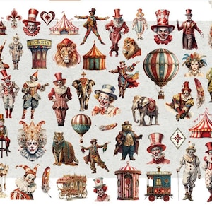 58pcs Old Time Circus Sticker --parchment Texture Sticker--filofax ...