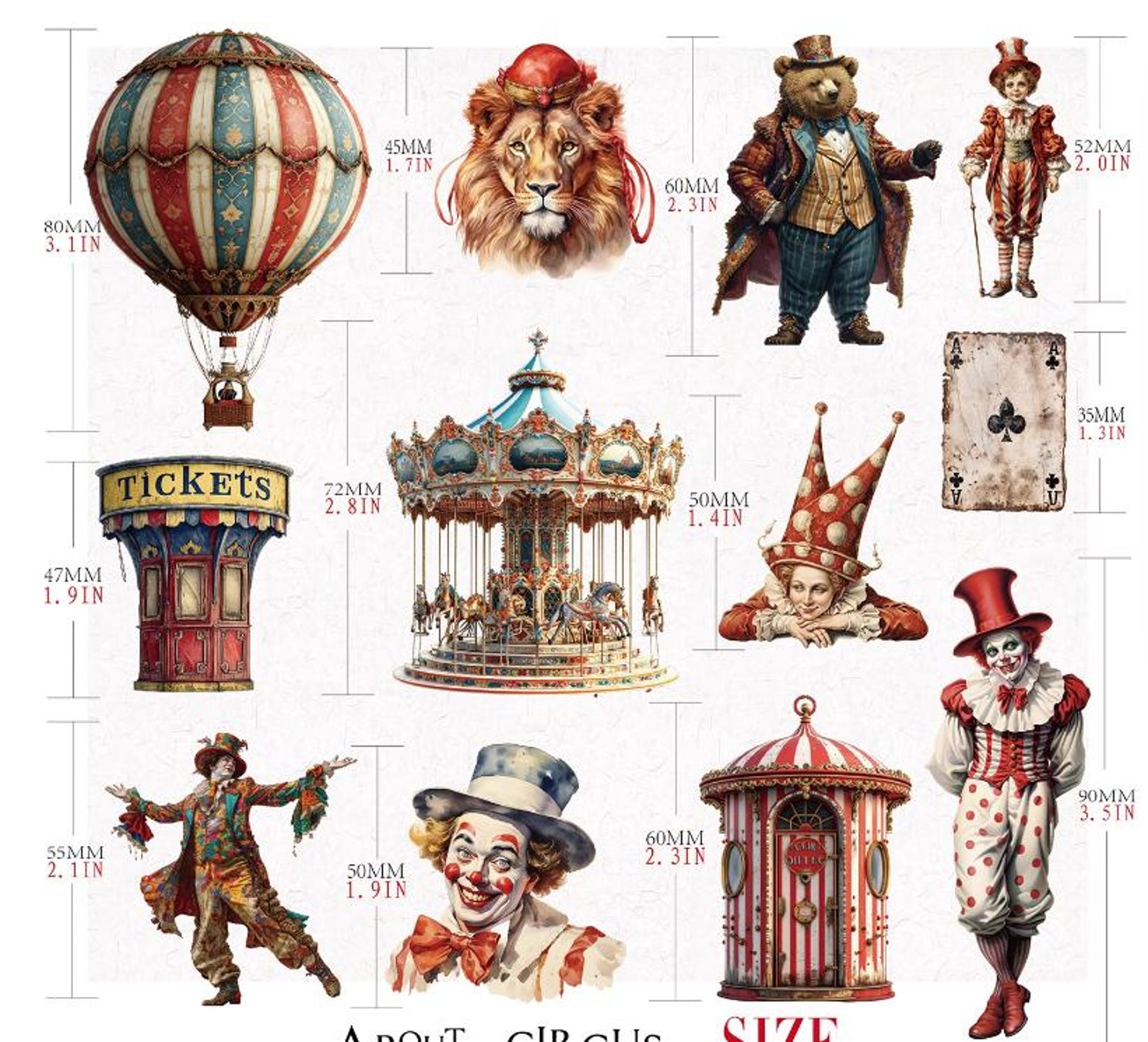 58pcs Old Time Circus Sticker --parchment Texture Sticker--filofax ...