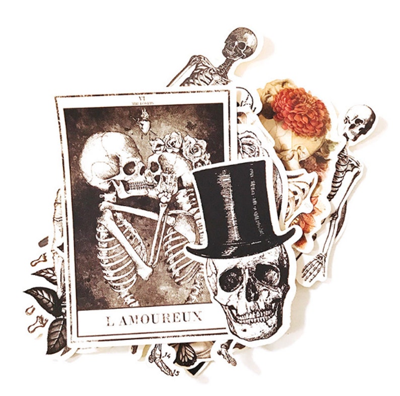 Vintage Skull Skeleton Scrapbook Sticker --junk Journal Filofax ...