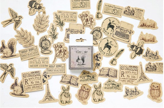 46pcs Vintage Animal Scrapbook Sticker filofax - Etsy