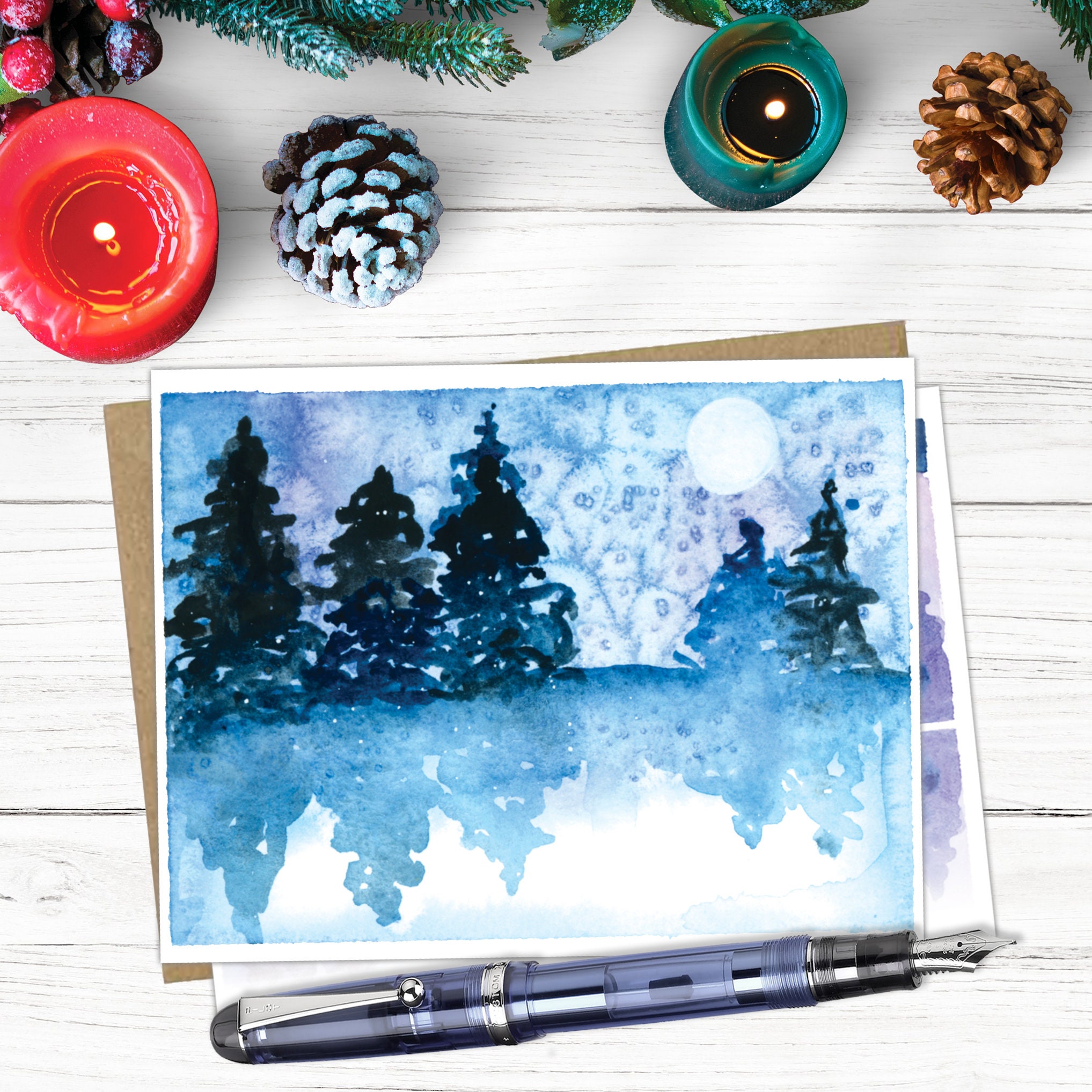 PRINTABLE Holiday Cards: Winter Scenes, Set of 5, Print-it-yourself ...