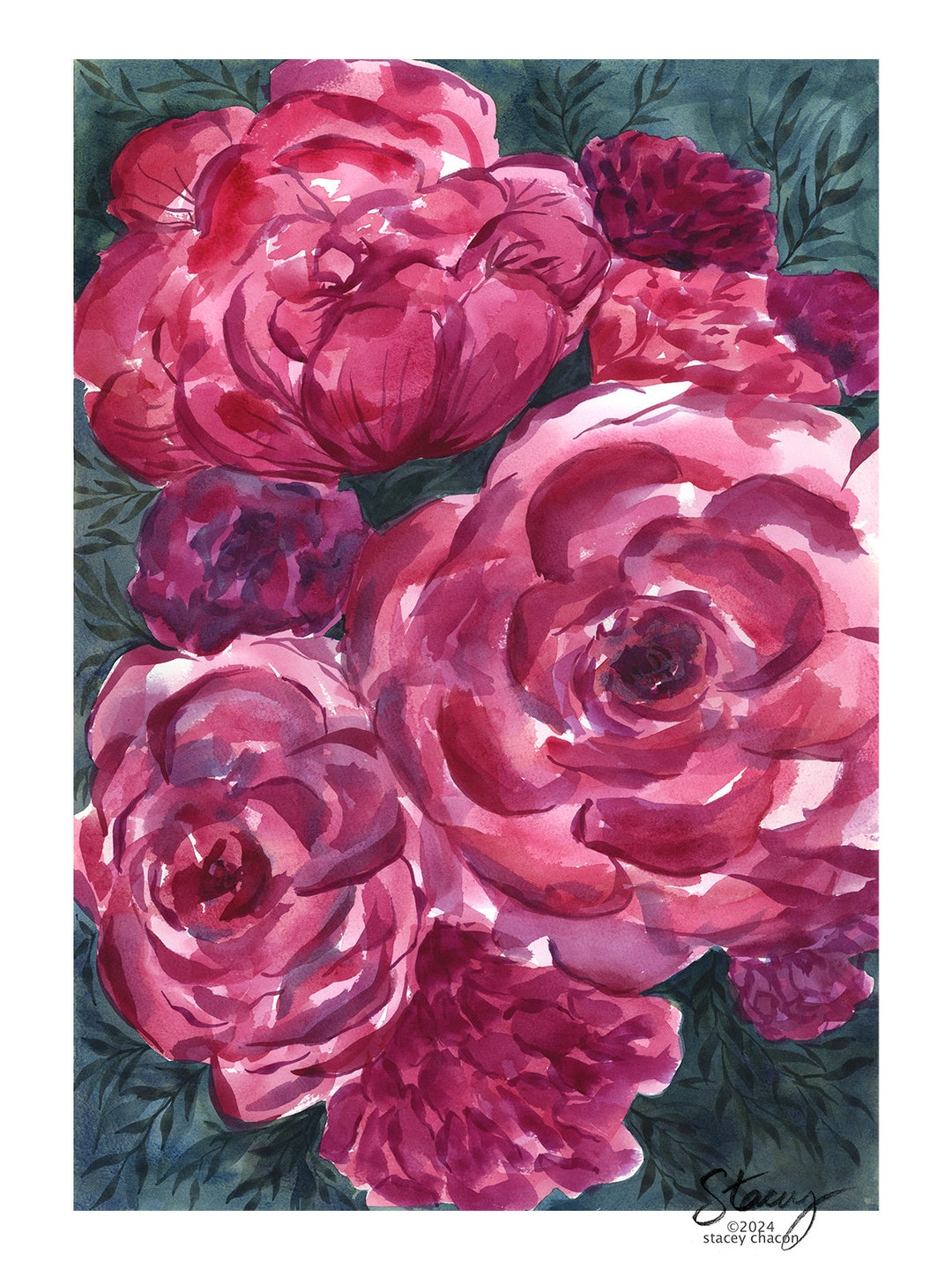 BOLD ROSES 14x20 - Original Loose Floral Watercolor Painting - Etsy