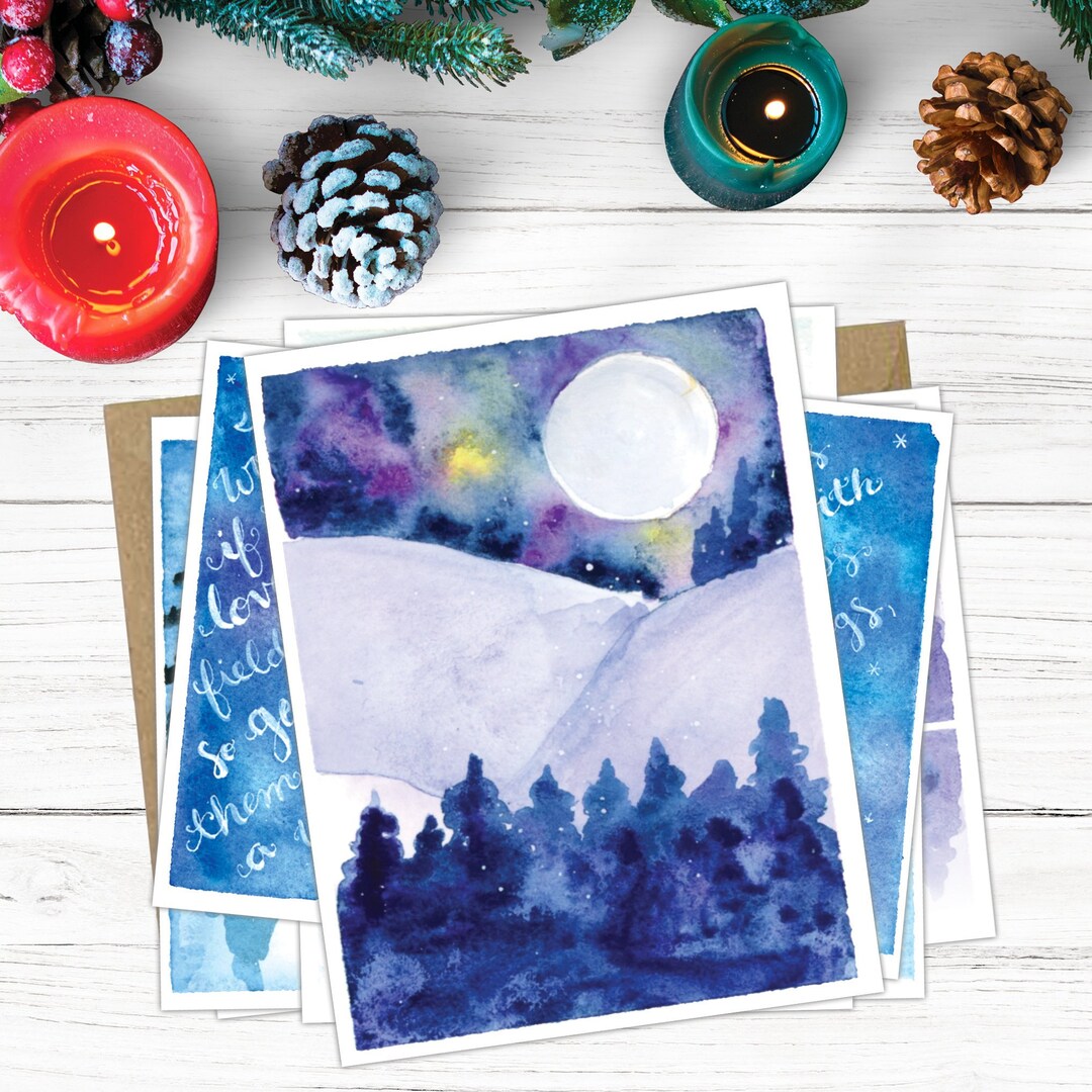 PRINTABLE Holiday Cards: Winter Scenes, Set of 5, Print-it-yourself ...