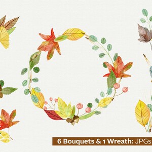 Watercolor Autumn Leaves Clipart and Digital Paper - Etsy