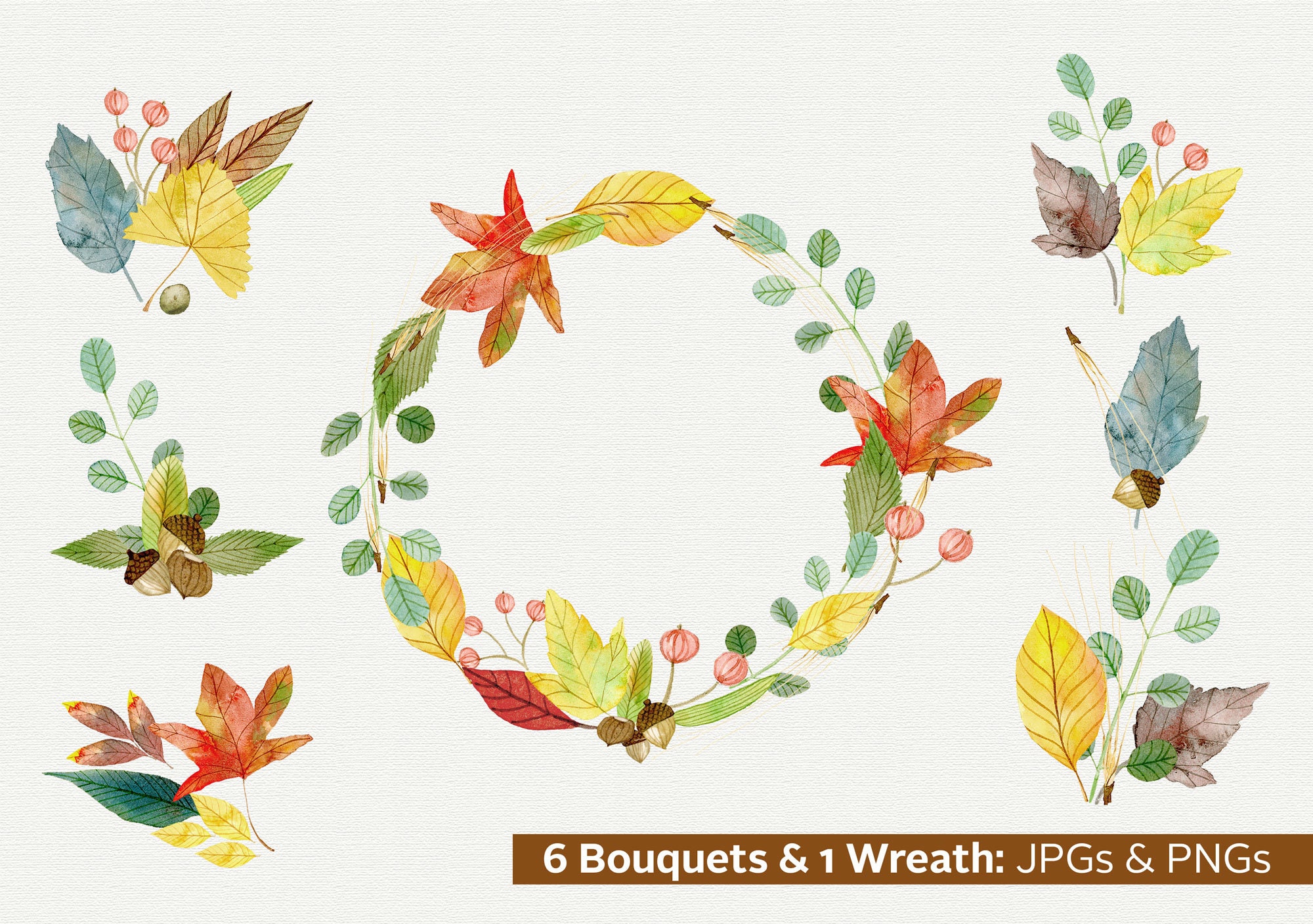 Watercolor Autumn Leaves Clipart and Digital Paper - Etsy