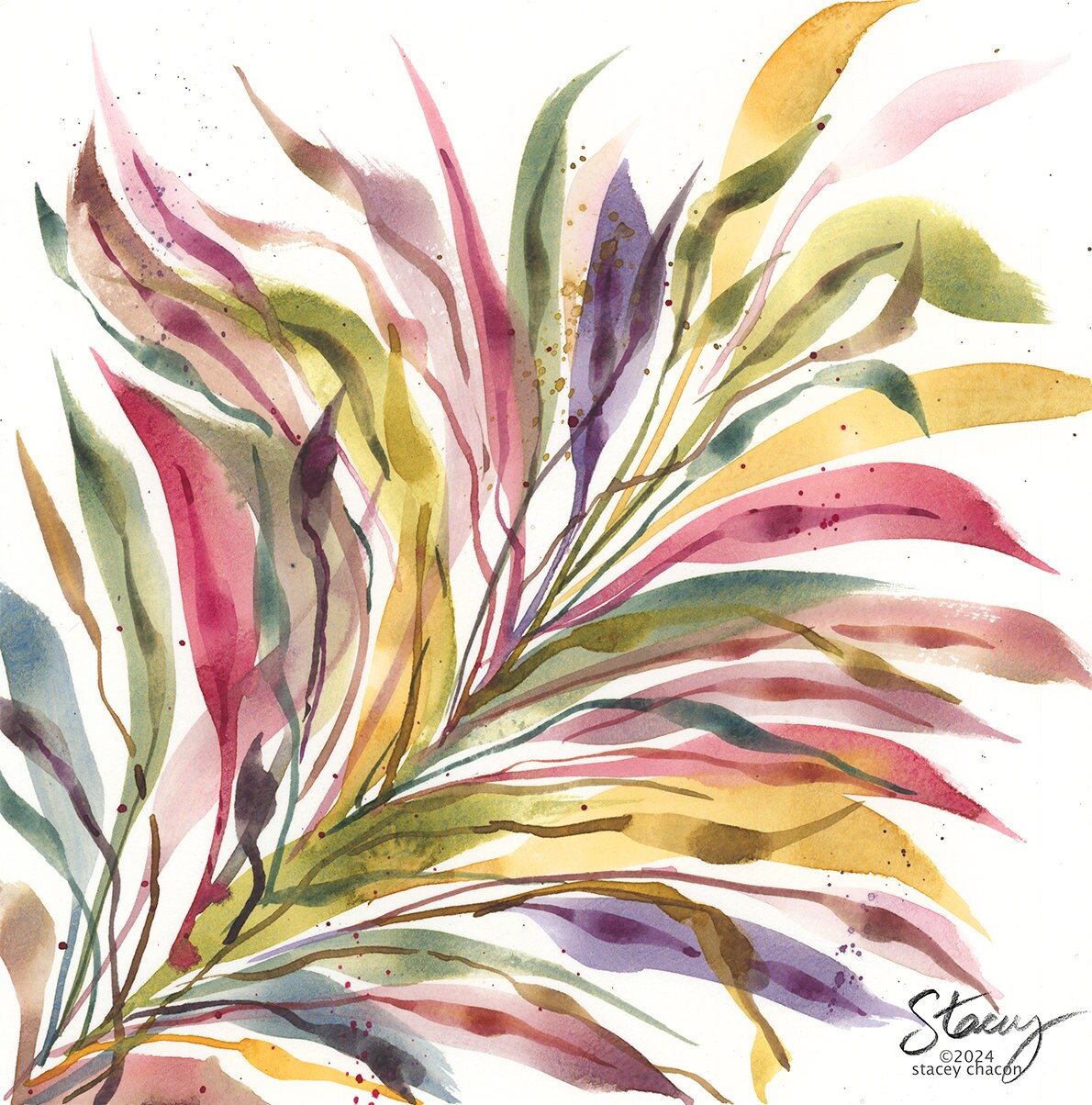 ABSTRACT LEAVES 8x8 - Original Loose Floral Watercolor Painting - Etsy