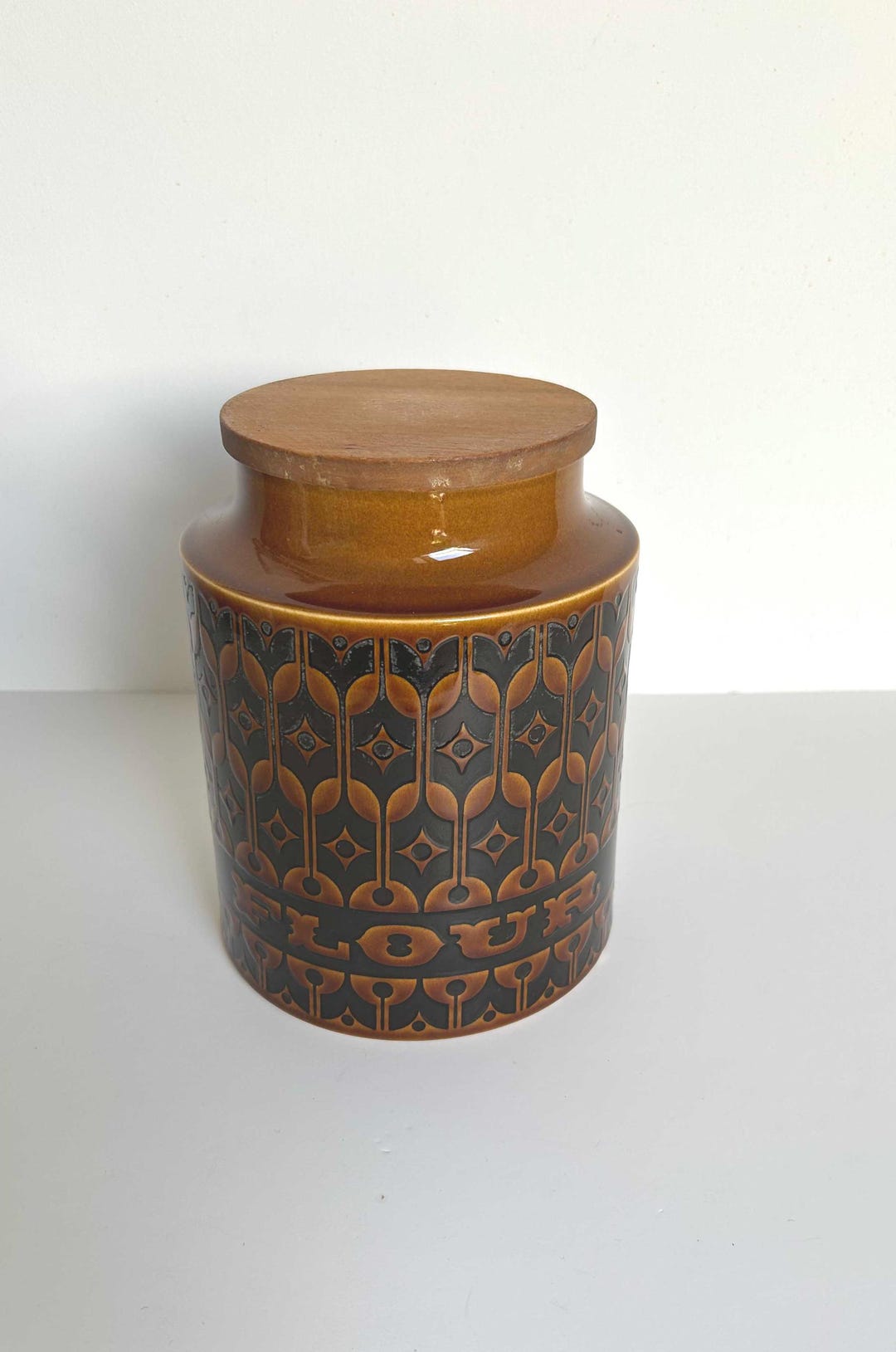 Vintage Hornsea Pottery Flour Storage Jar - Brown Heirloom Design ...