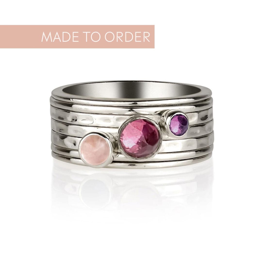 Personalized Gemstone Spinner Ring: Sterling Silver Boho Meditation ...