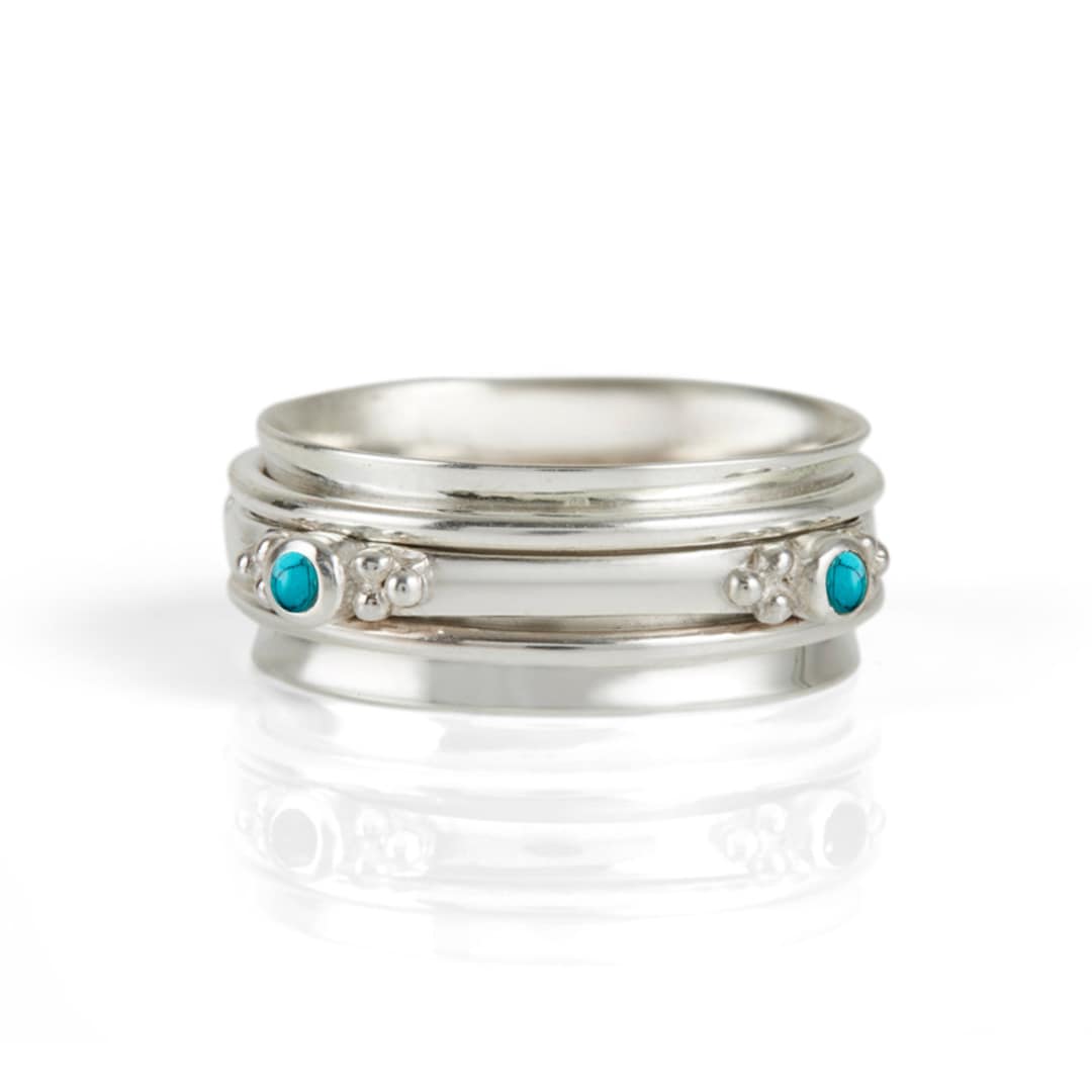 Turquoise Spinner Ring, Spinning Ring, December Birthstone Ring ...