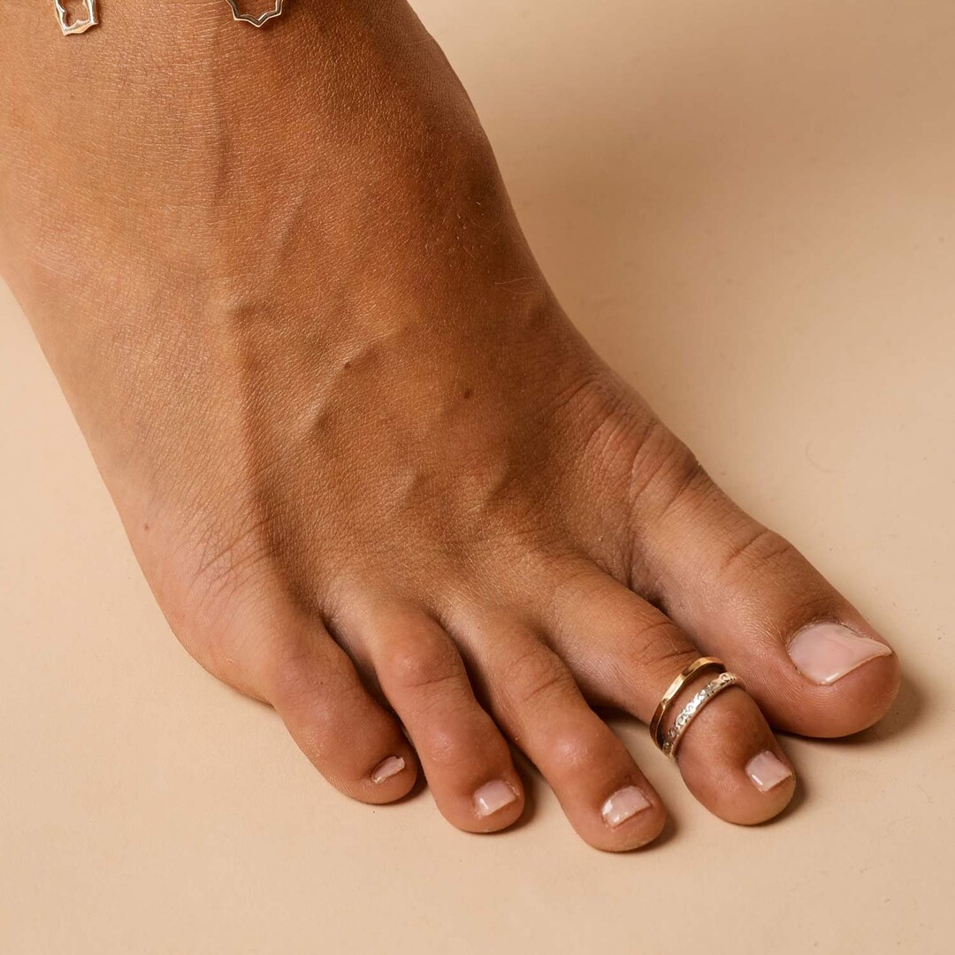 Handmade Mixed Metal Toe Ring: Sterling Silver & Brass Double Band - Etsy