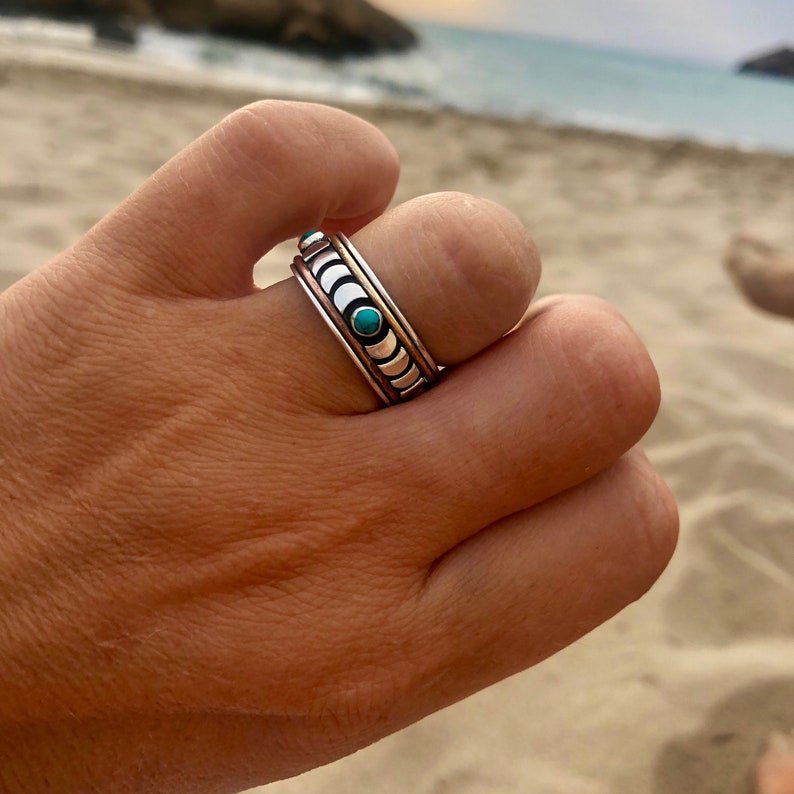 Moon Phase Ring Spinning Ringmoon Ring Meditation Ring - Etsy UK