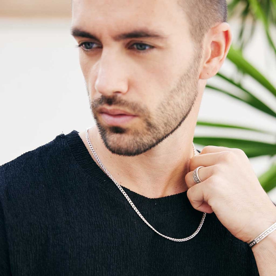 Cuban Curb Chain, Silver Cuban Curb Chain, Silver Curb Chain, Men's ...