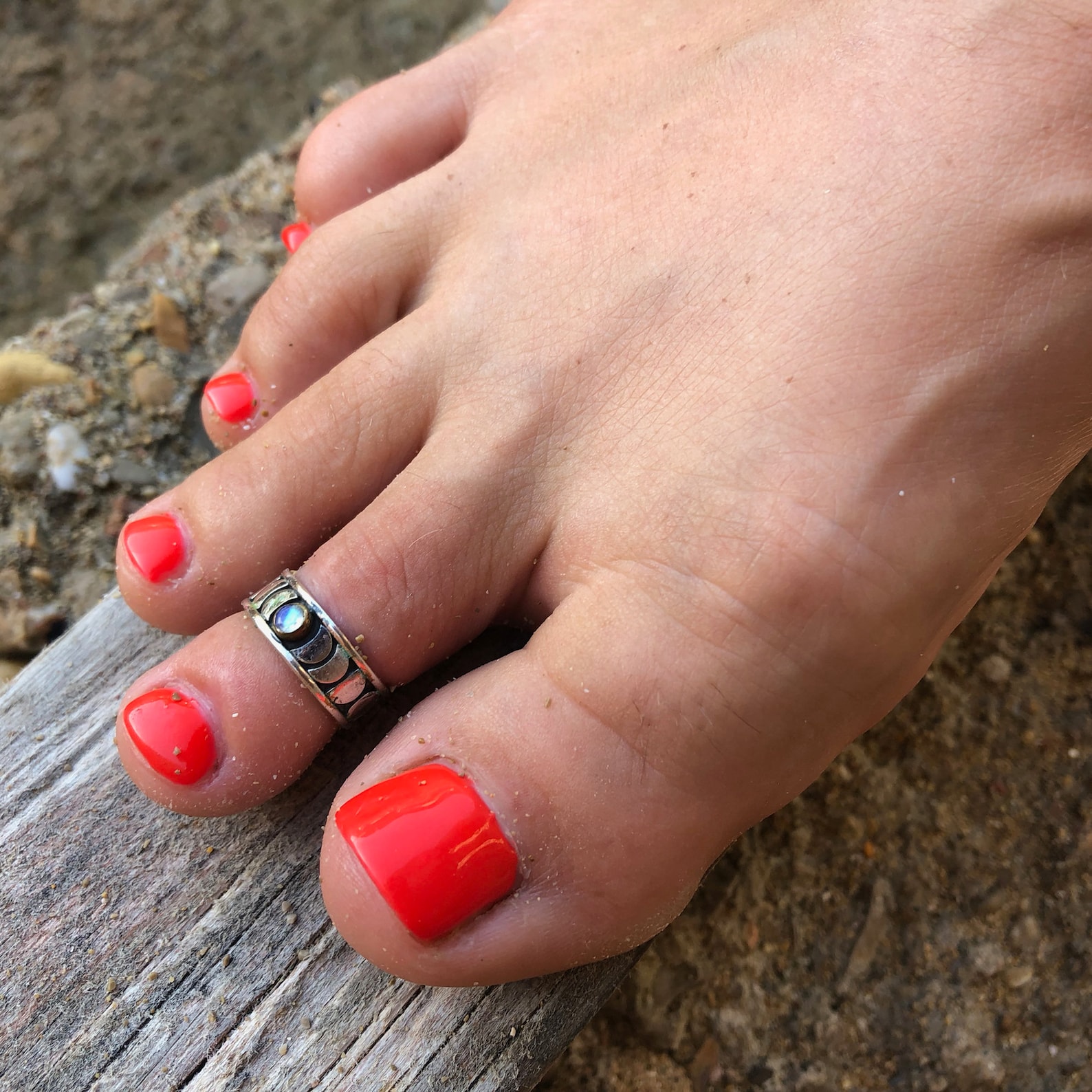 Moon Phase Toe Ring Mixed Metal Toe Ring Midi Ring Gemstone | Etsy UK
