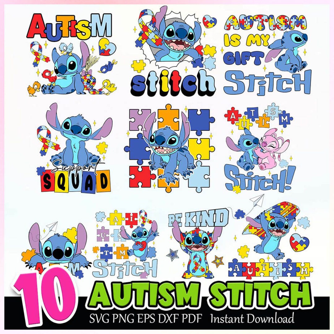 Stitch Autism Svg, Lilo and Stitch Svg, Autism Awareness, Autism ...