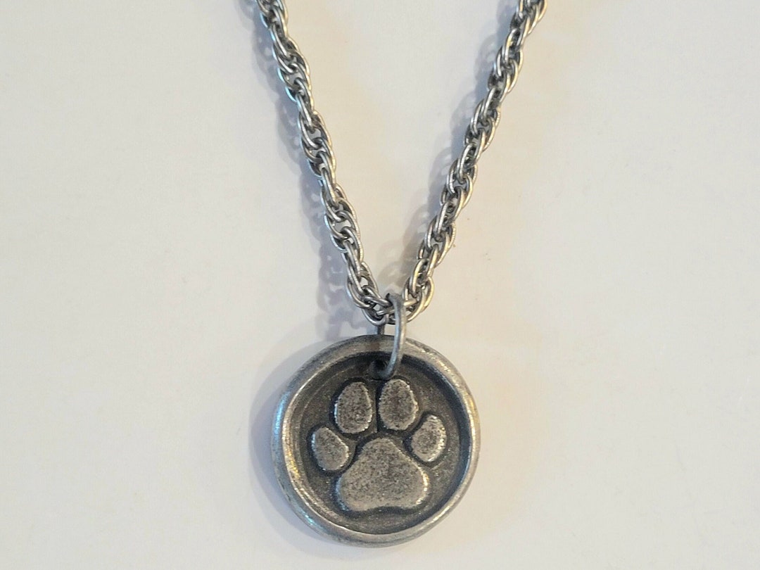 Pawprint Pendant Antique Silver Pewter Pendant Birthday Gift Christmas ...