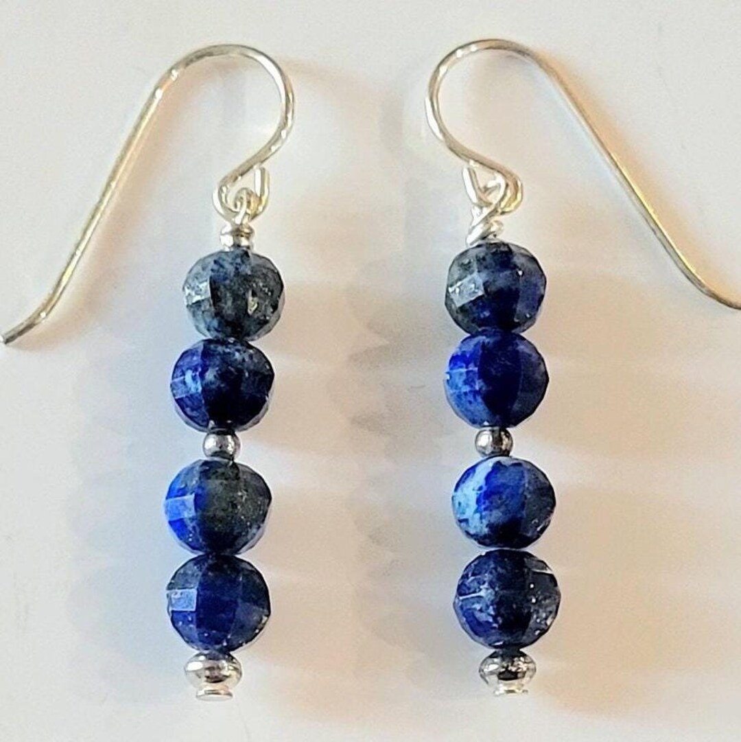 Lapis Lazuli Gemstone Sterling Silver Earrings Birthday Gift Christmas ...