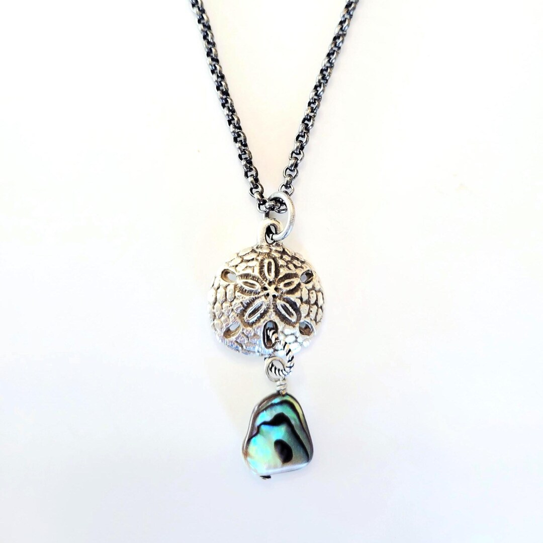 Sand Dollar Pendant: Abalone Paua Shell, Silver or Copper Beach ...