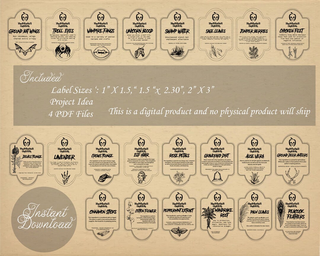 25 Potion Ingredient Printable Labels for Craftand Halloween - Etsy