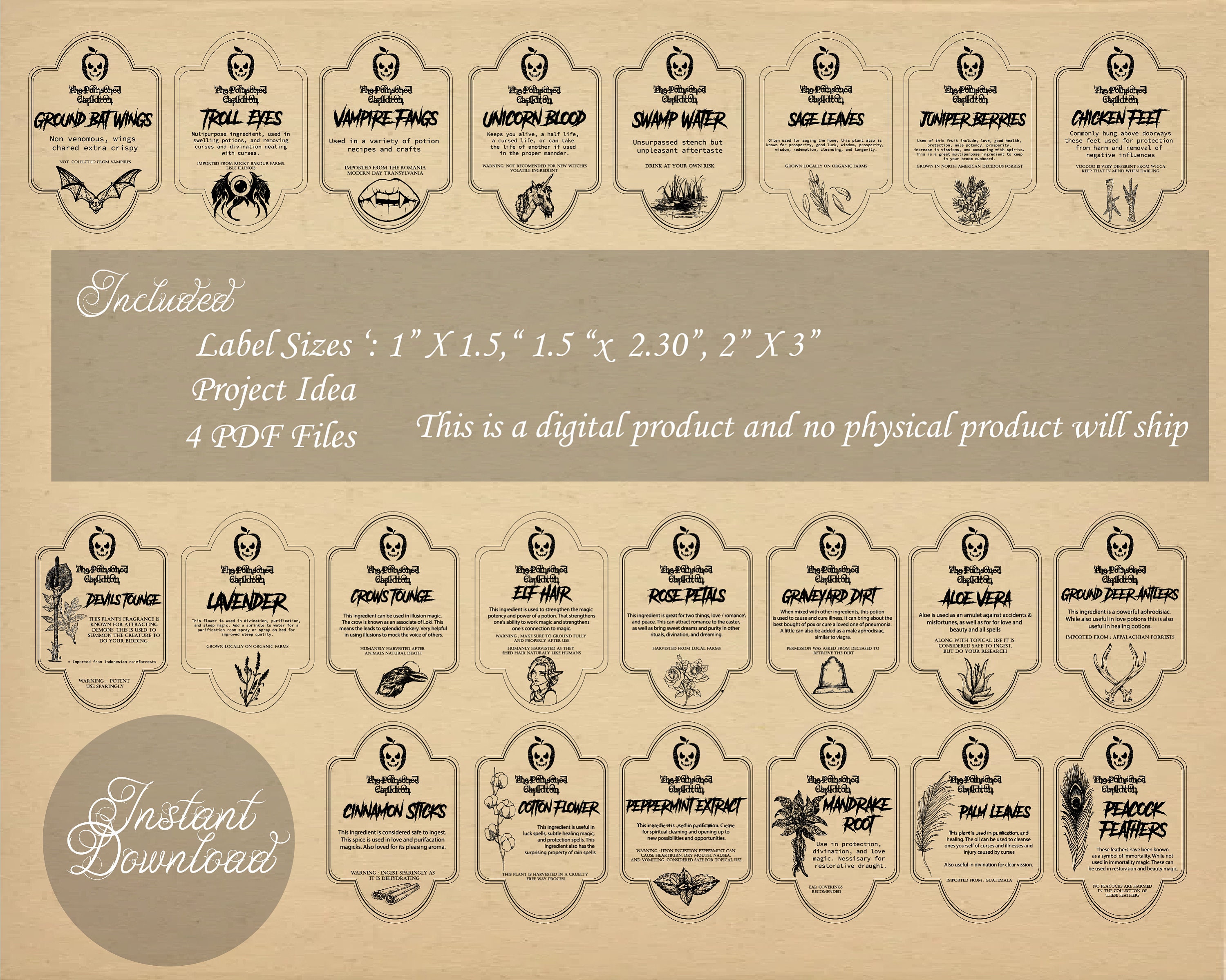 25 Potion Ingredient Printable Labels for Craftand Halloween - Etsy