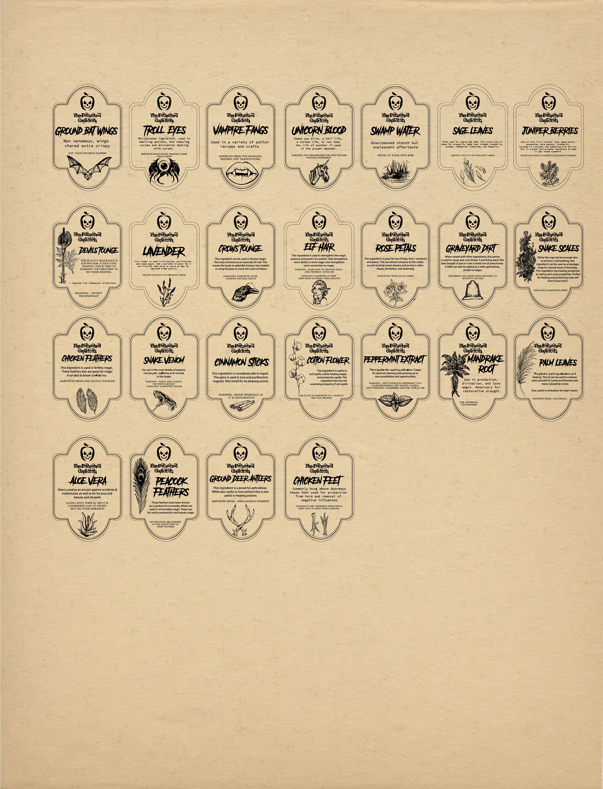 25 Potion Ingredient Printable Labels for Craftand Halloween - Etsy