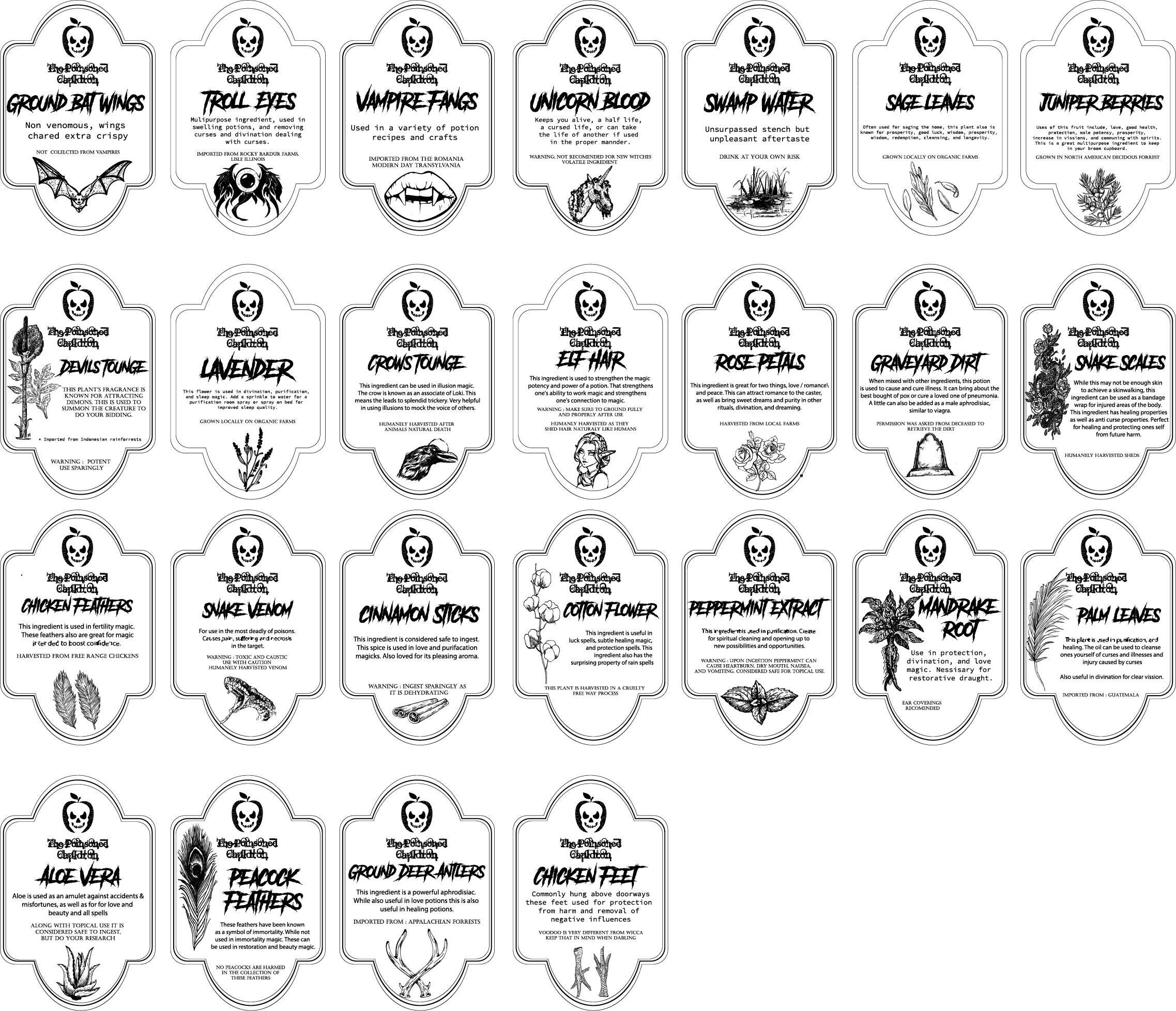 25 Potion Ingredient Printable Labels for Craftand Halloween - Etsy
