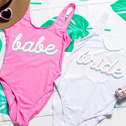 Bride Babes Swimsuit Bachelorette Party Swimsuits Bridal Etsy