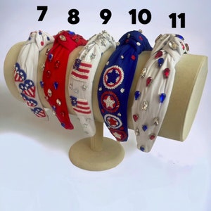 Fourth of July Headband, Festive Headbands, Beaded Headbands, Knotted ...