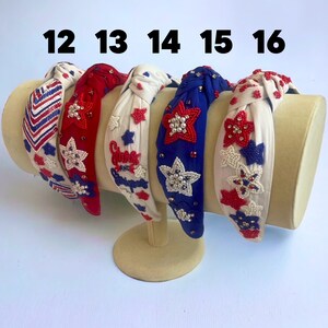 Fourth of July Headband, Festive Headbands, Beaded Headbands, Knotted ...