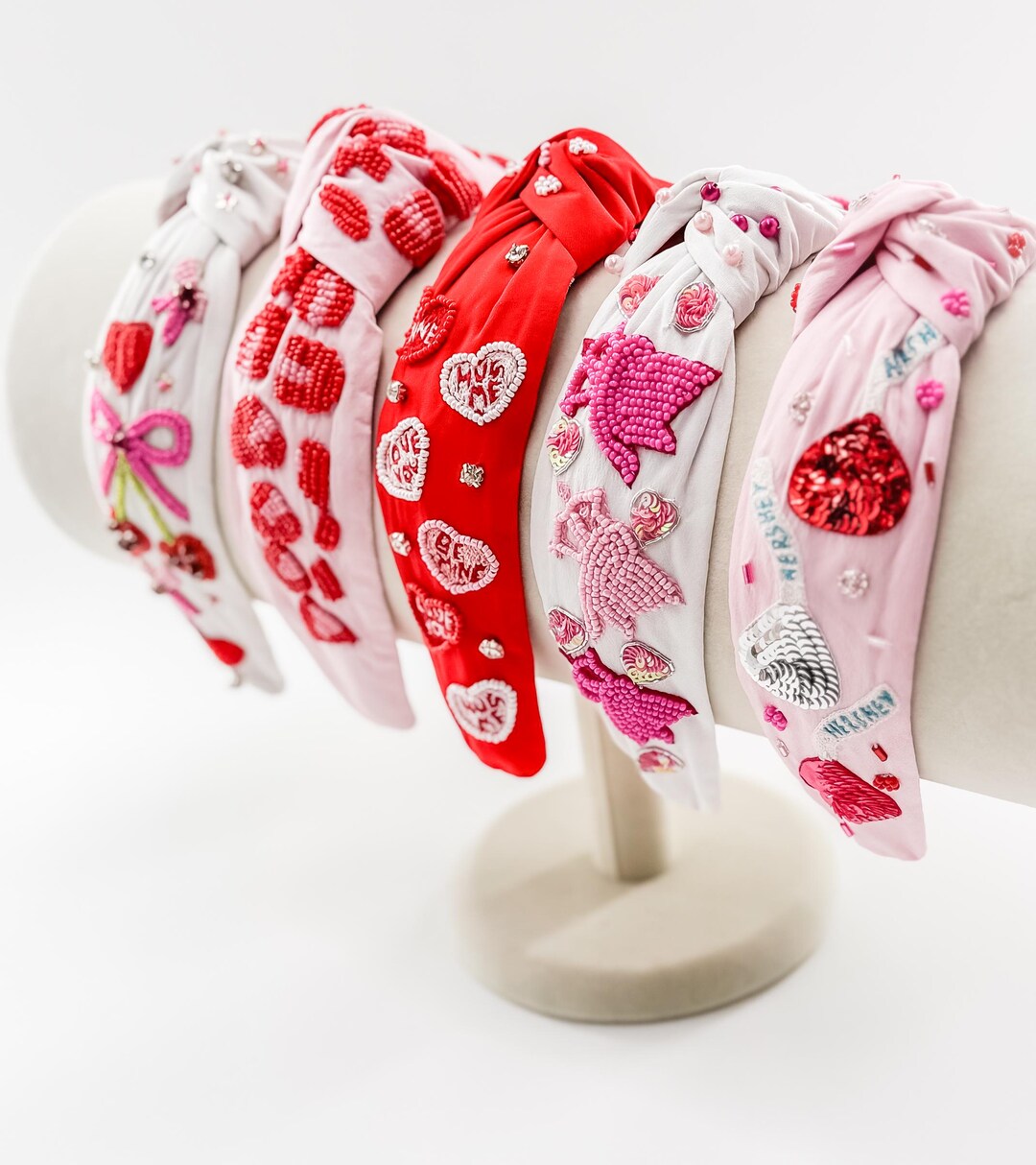 Valentines Day, Valentine Headband, Knotted Headband, Beaded Headbands ...