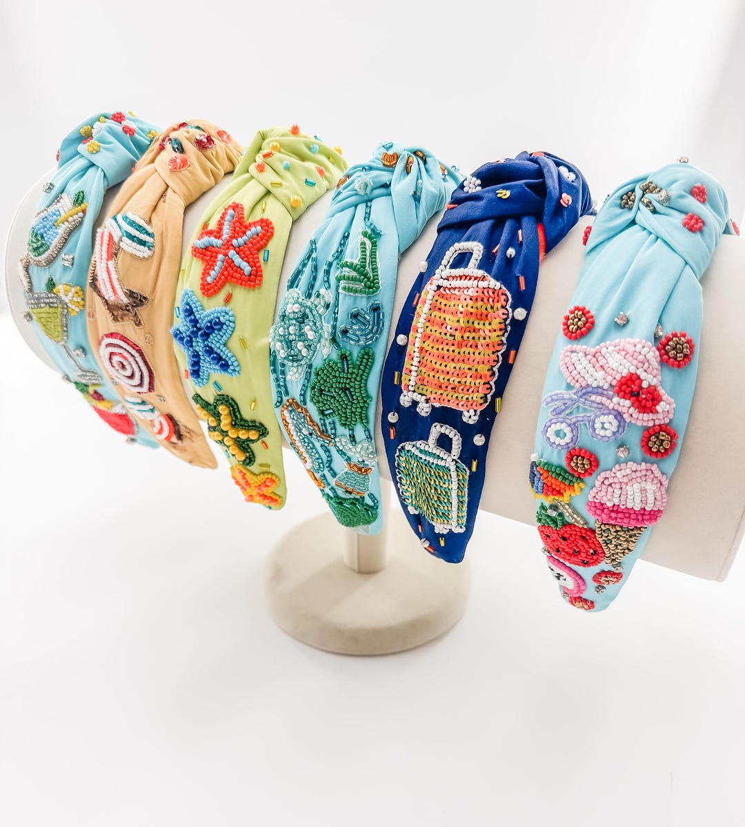 Summer Headband, Flamingo, Watermelon, Sun, Beaded Headband, Knotted ...