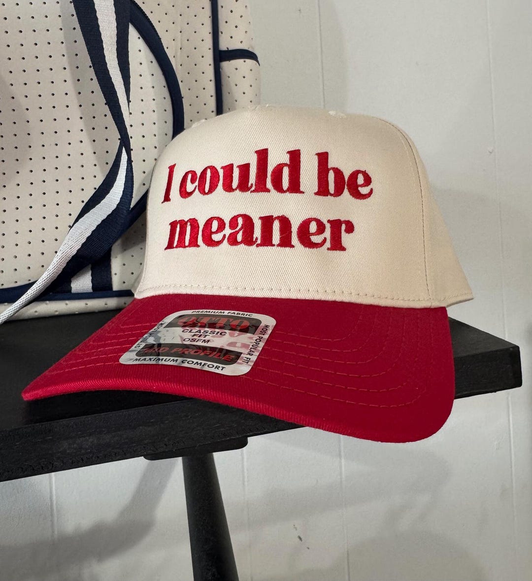 I Could Be Meaner, Two Tone Trucker Hat, Custom Embroidered Script ...