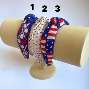 Fourth of July Headband, Festive Headbands, Beaded Headbands, Knotted ...