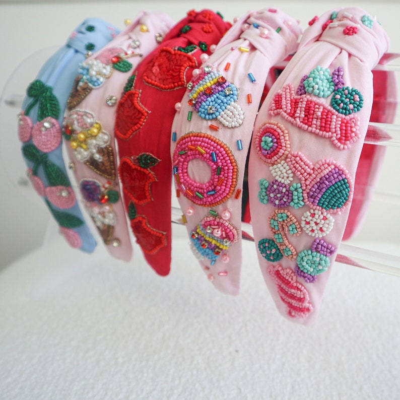 Beaded Headband, Knotted Hair Accessory - Etsy