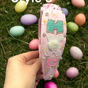 Easter Gift, Easter Headband, Knotted Headband, Beaded Headbands, Bunny ...