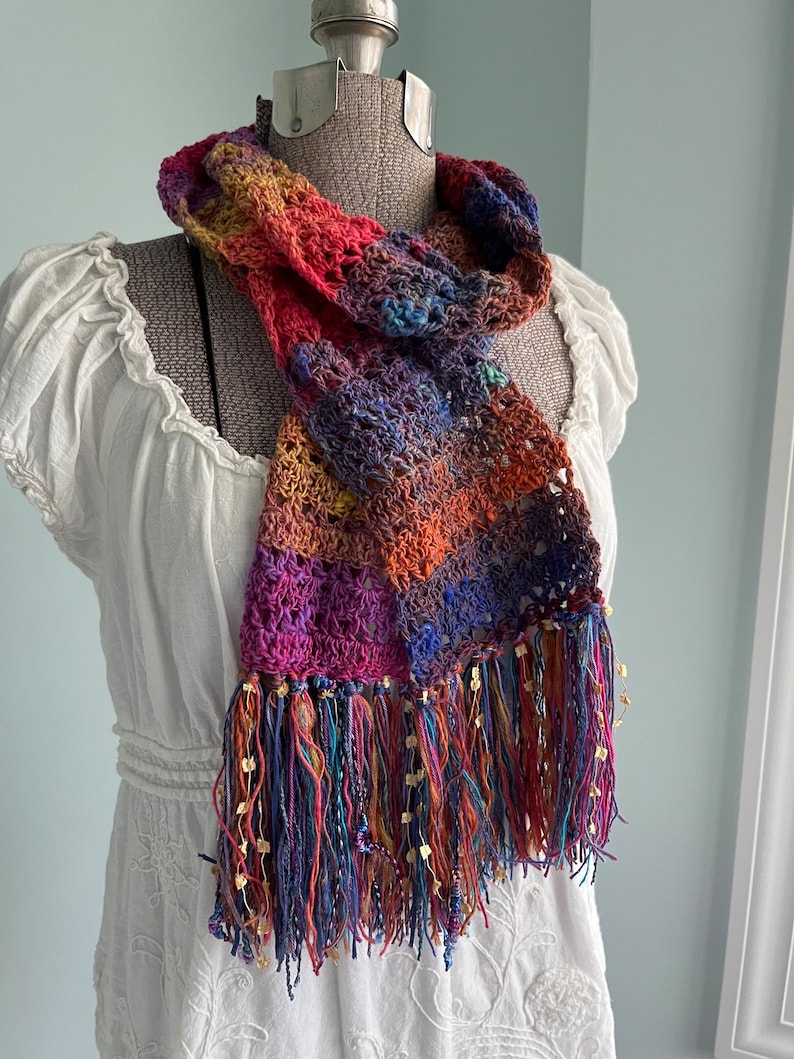 Crochet Scarf, Colorful Scarf, Handmade Crochet, Neck Scarf, Boho Scarf ...