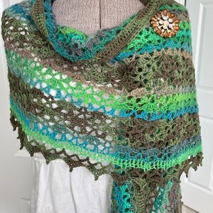 Handmade Shawl, Crochet Shawl, Green Shawl, Super Scarf, Rain Forest ...