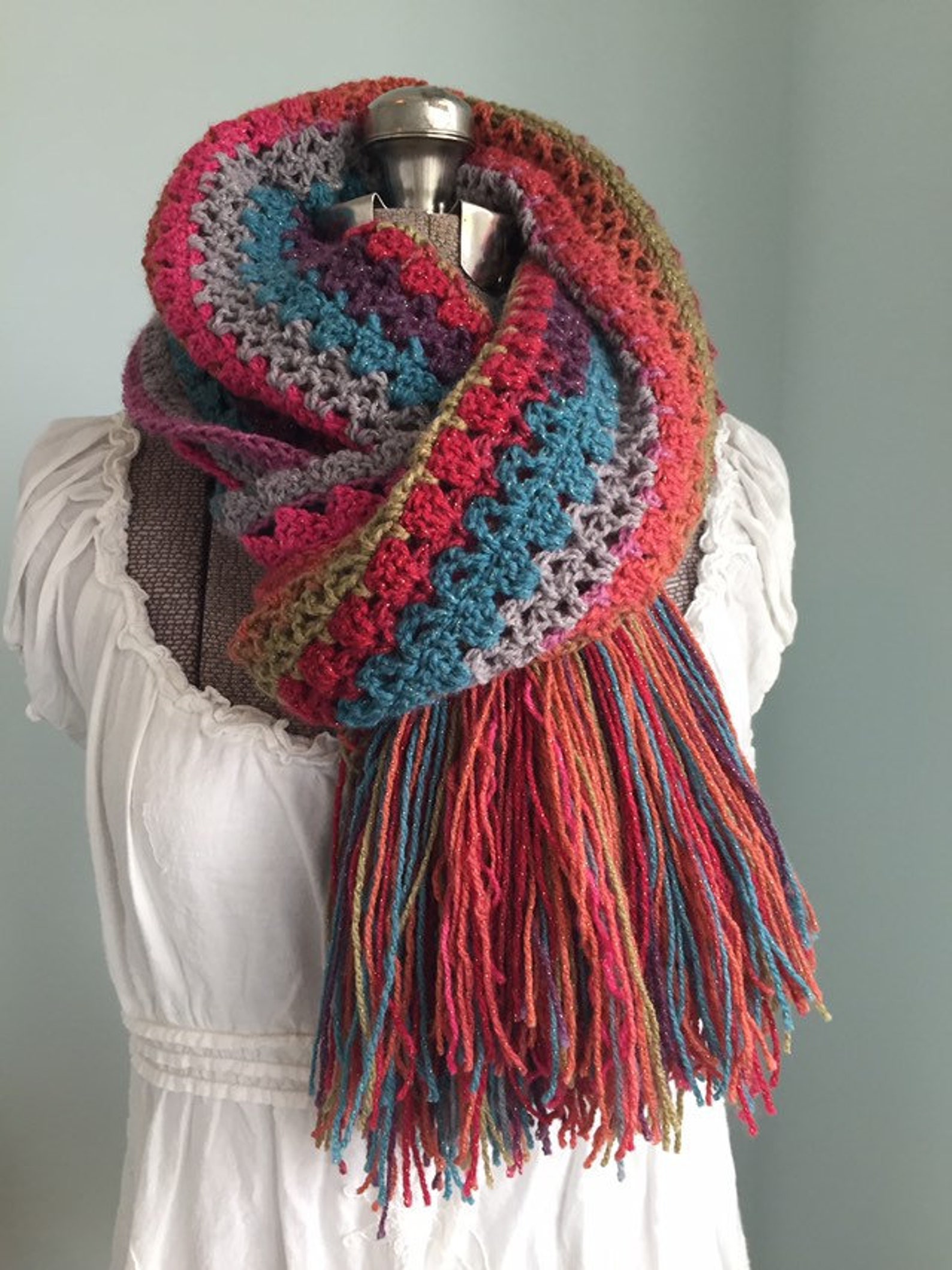 Crochet Shawl, Handmade Shawl, Spring Breezes Wrap, Rainbow Shawl, Boho ...