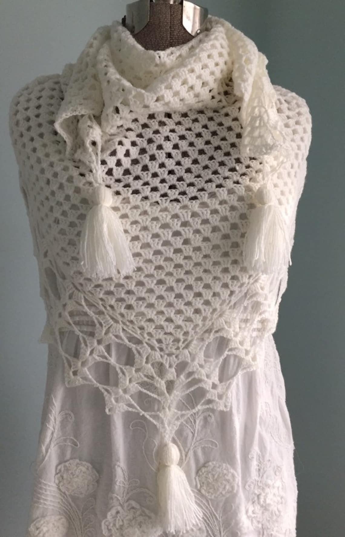 Butterfly Shawl, White Shawl, Wedding Shawl, Bridal Wrap, Crochet Wrap ...