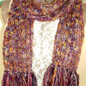 Crochet Scarf, Purple Scarf, Soft Scarf, Multicolor Scarf, Thick Scarf ...