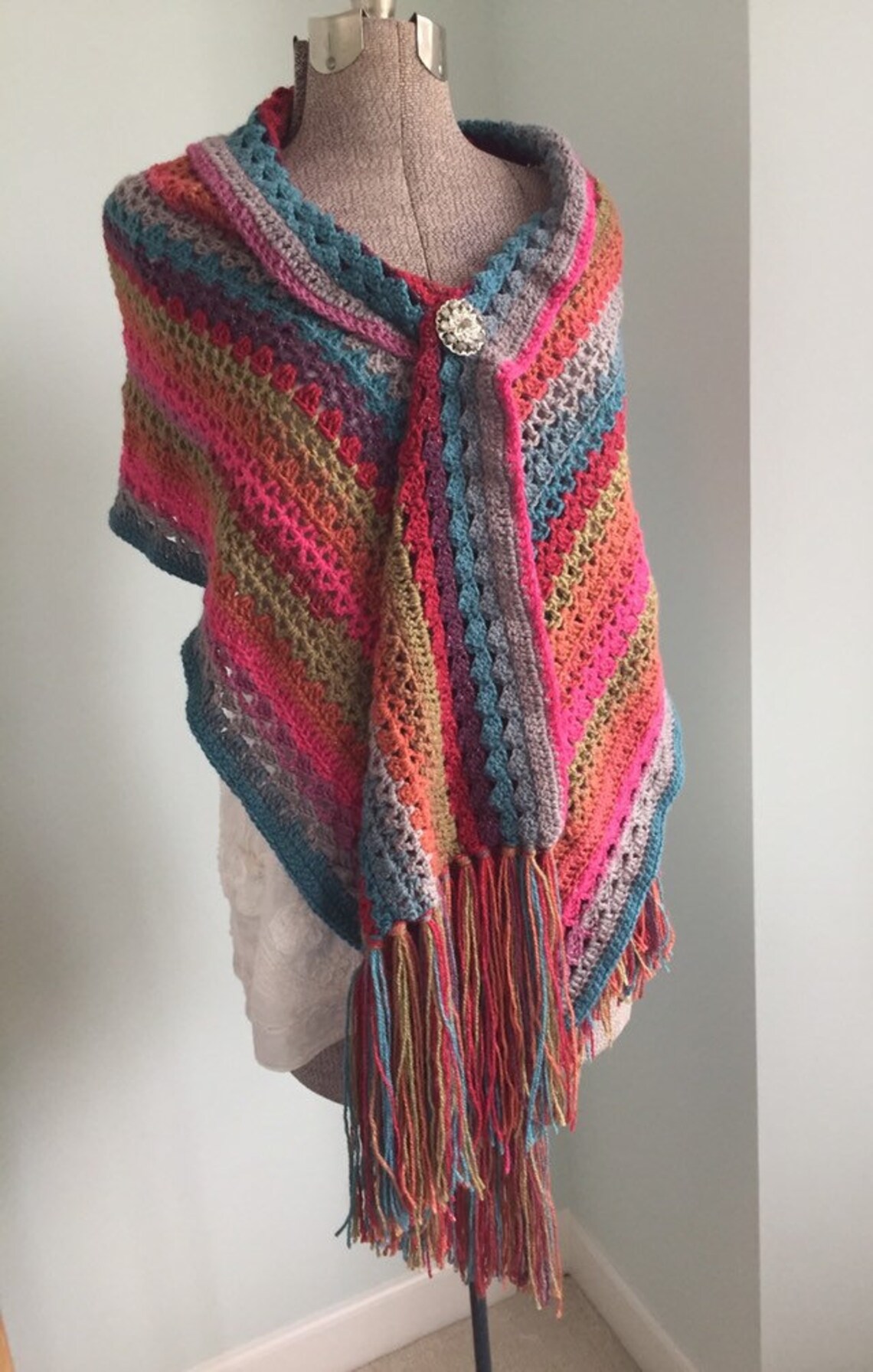 Crochet Shawl Handmade Shawl Spring Breezes Wrap Rainbow - Etsy