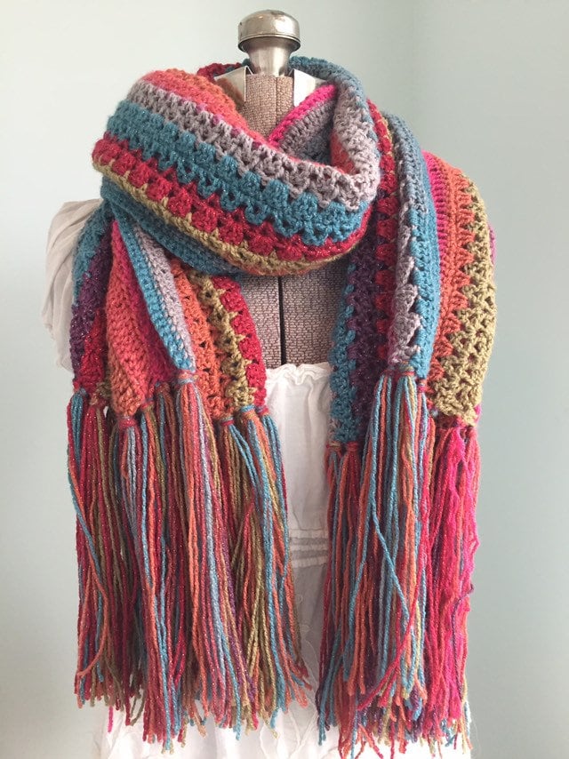 Crochet Shawl, Handmade Shawl, Spring Breezes Wrap, Rainbow Shawl, Boho ...
