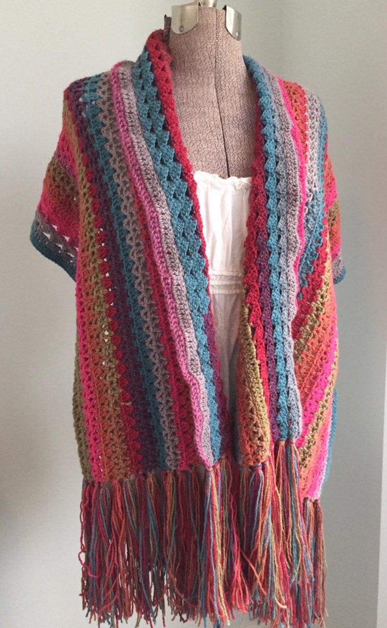 Crochet Shawl, Handmade Shawl, Spring Breezes Wrap, Rainbow Shawl, Boho ...