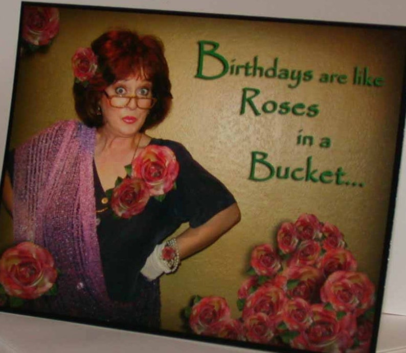 Happy Birthday Card Pink Roses Funny Birthday Card OOAK - Etsy Happy Birthday Card Pink Roses Funny Birthday Card OOAK - Etsy